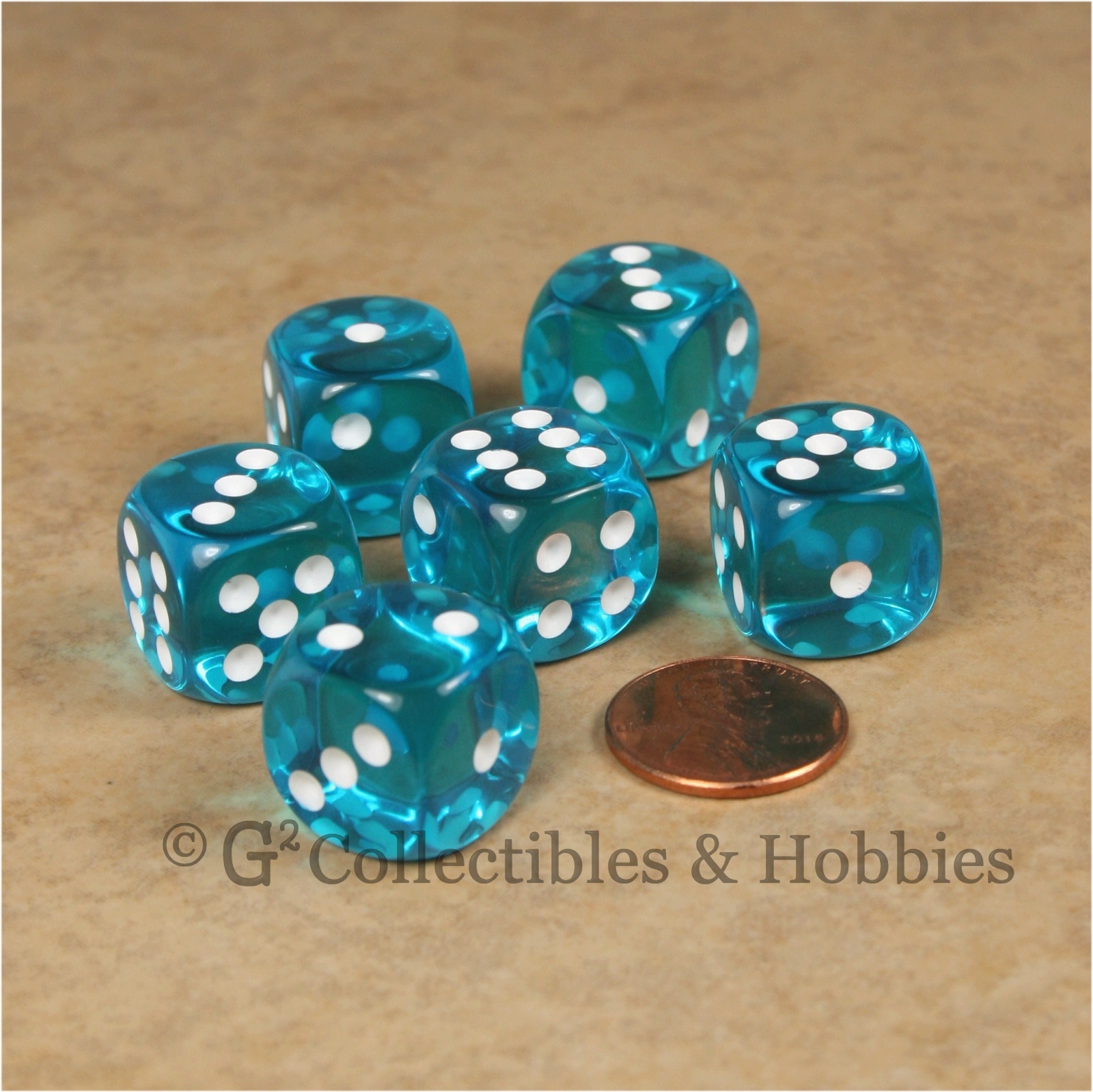 NEW 6 Transparent Teal Blue ROUNDED EDGE Dice Set RPG Bunco Game D6 ...