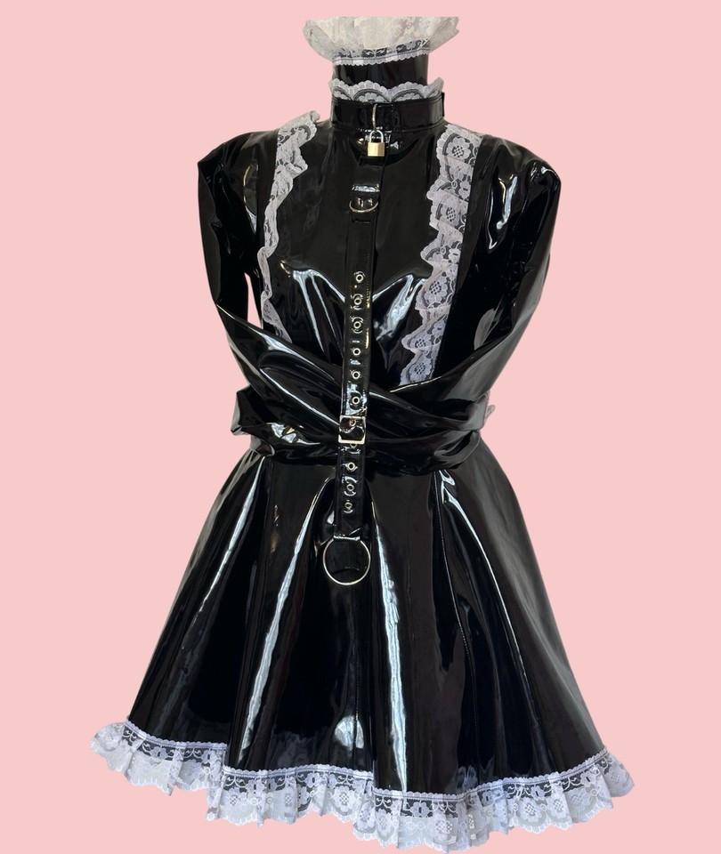Misfitz black PVC padlock straitjacket Sissy Maids Dress. SIZE 24. TV ...