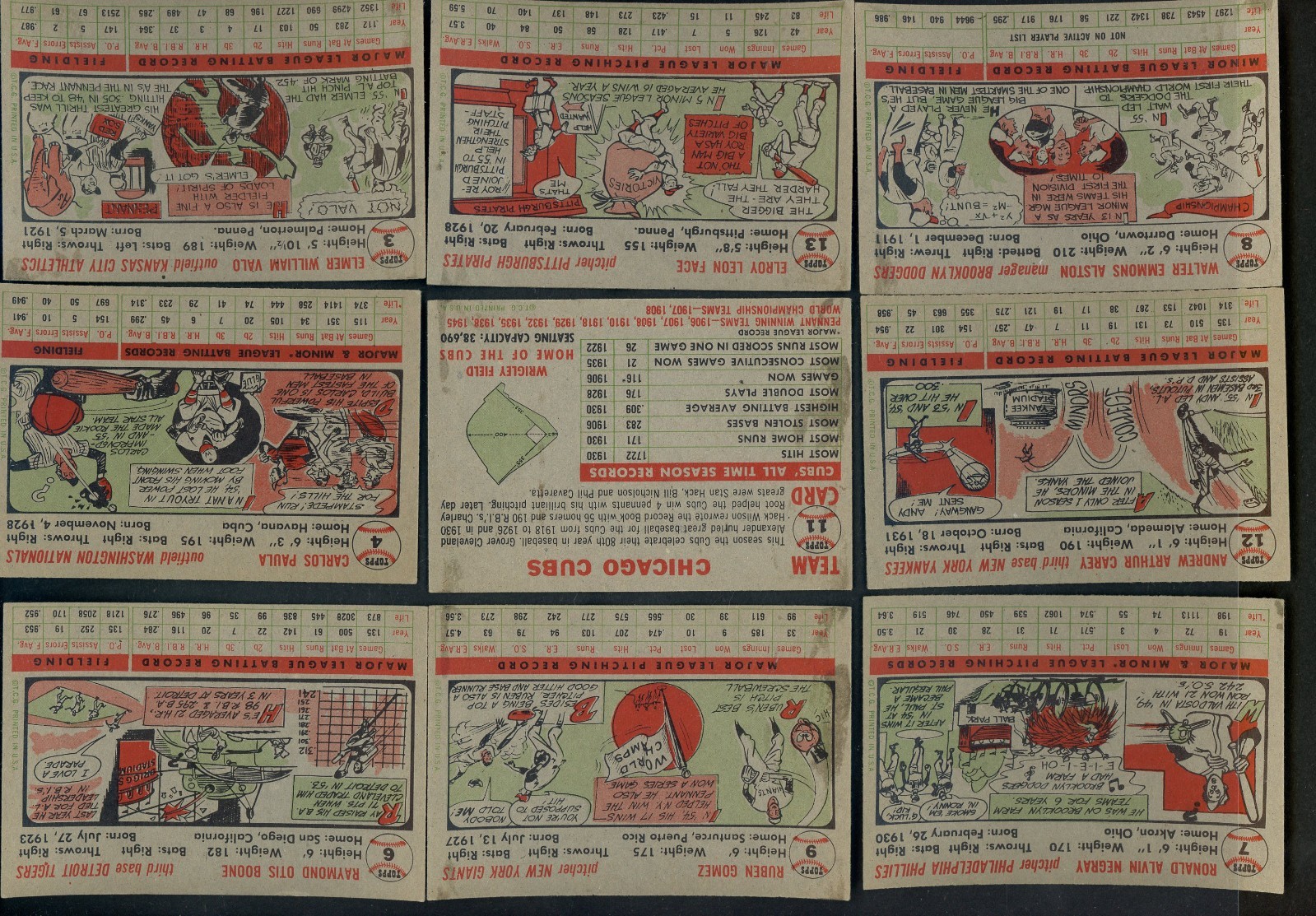 Lot of (9) Different 1956 Topps Baseball Cards w/ Elmer Valo Carlos ...