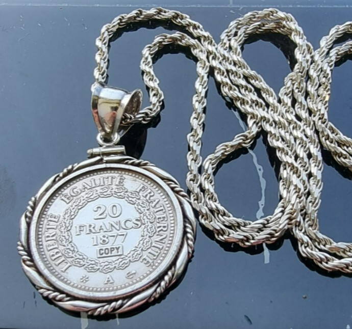 925 STERLING SILVER REPUBLIQUE FRANCIASE 20 FRANCS 18… - Gem