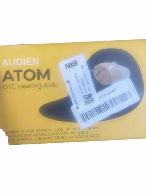 AUDIEN ATOM Rechargeable OTC Hearing Aid / Amplifier & Charger New Open ...