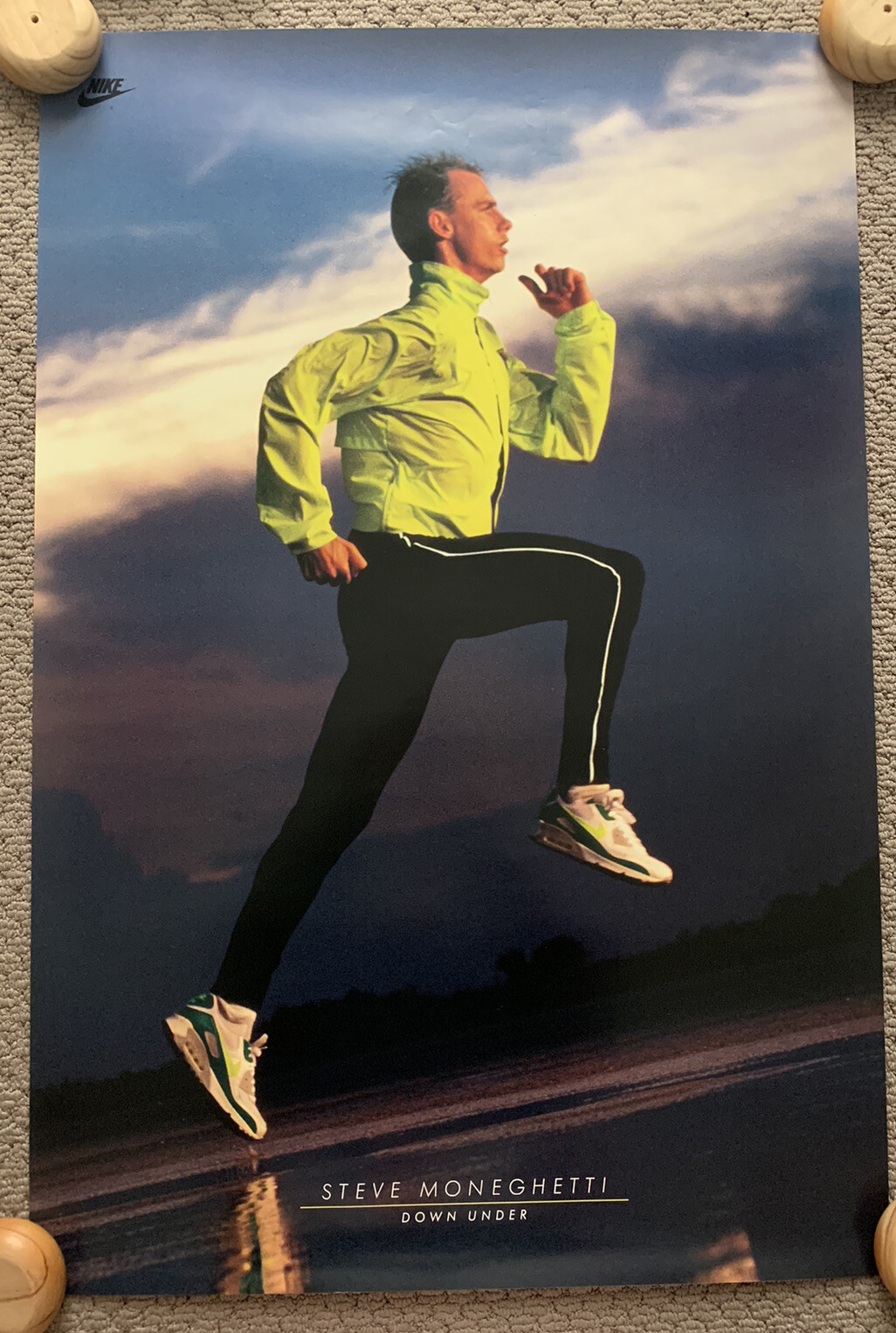 NIKE STEVE MONEGHETTI VINTAGE 90s POSTER AUSTRALIAN MARATHON RUNNER ...