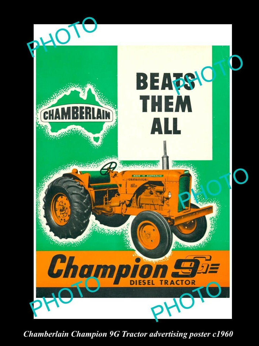 OLD POSTCARD SIZE PHOTO OF CHAMBERLAIN TRACTOR CHAMPION 9G POSTER c1960 ...