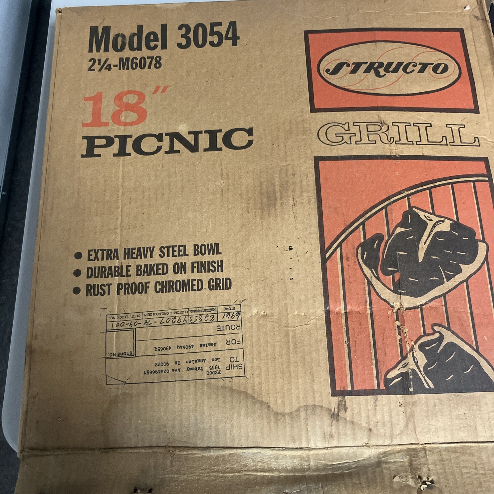 Vtg Structo 18" 3054 picnic Charcoal Grill NOS, NIB, Blue+Digital ...