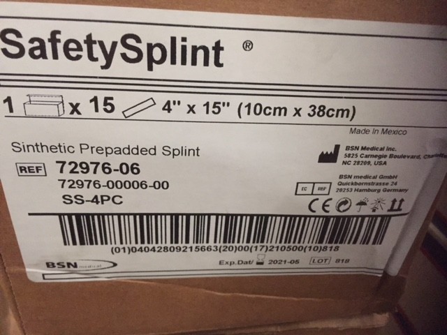 (Pack of 15) BSN Medical SafteySplint 4" x 15" SS-4PC Prepadded Splint ...