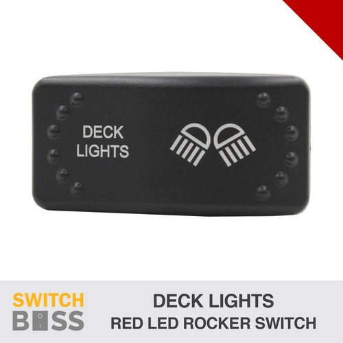 Deck Lights LASER ETCHED Horizontal Rocker Switch Red LED 12v 24v On ...