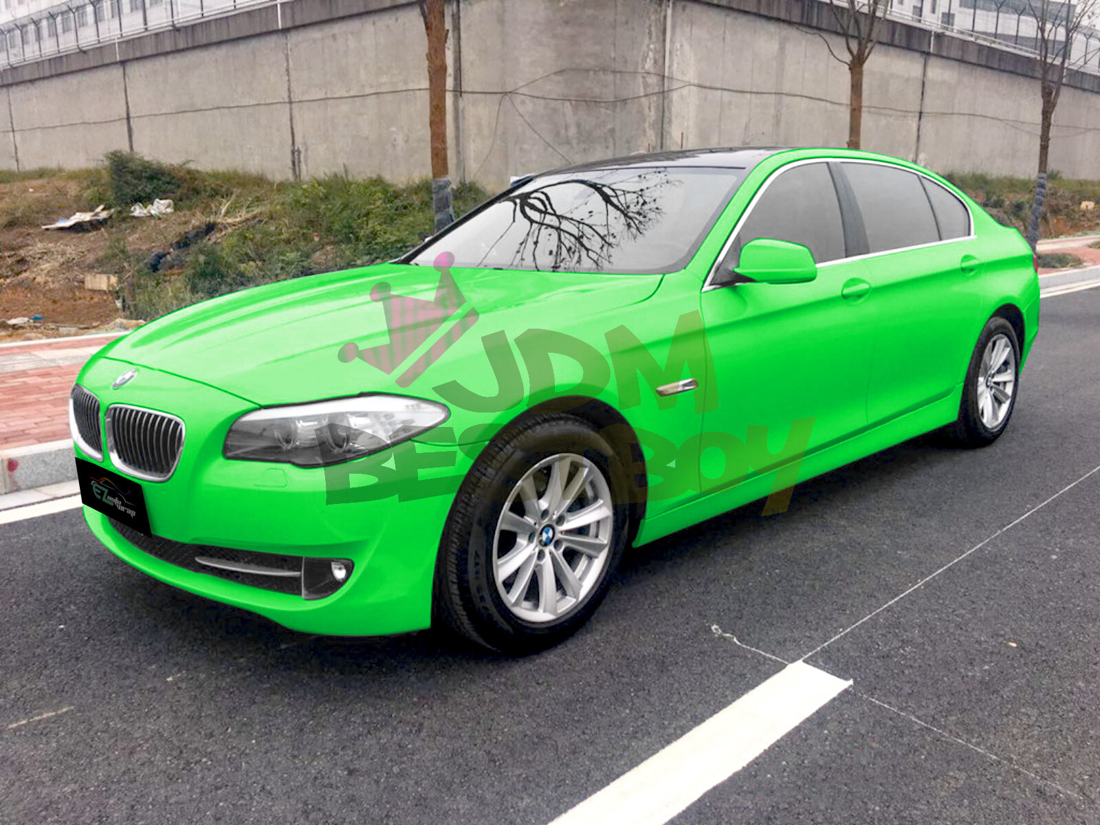 Fluorescent Gloss Neon Green Car Sticker Decal Vinyl Wrap Air Release ...