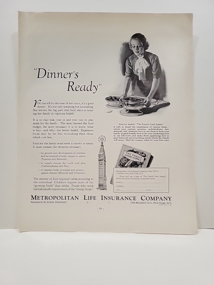1935 Metropolitan Life Insurance Company Fortune Magazine Print ...