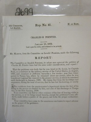Government Report 1837 Charles H. Pointer Pension Petition #2699 | eBay
