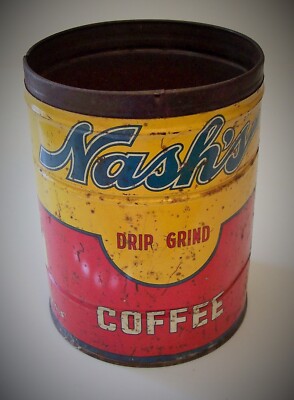 Nash Vintage Coffee Can Vintage Coffee Advertising Tin - 2lb size | eBay