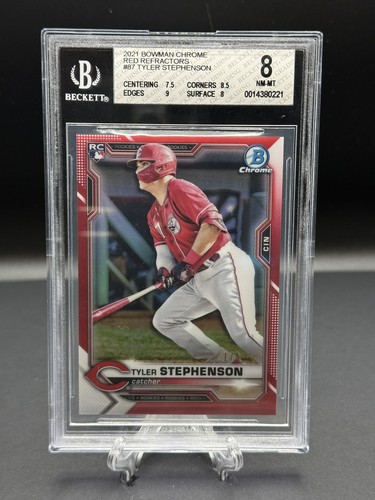 TYLER STEPHENSON 2021 Bowman Chrome Red Refractors #87 BGS 8 #'d 1/5 ...