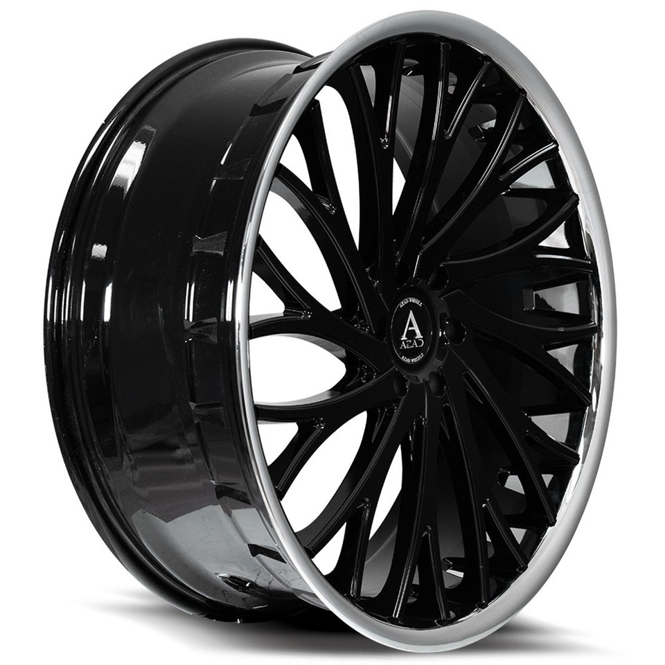 22x9.5"Azad Wheels AZV01 Gloss Black with SS Lip Rims (Regular Caps) | eBay