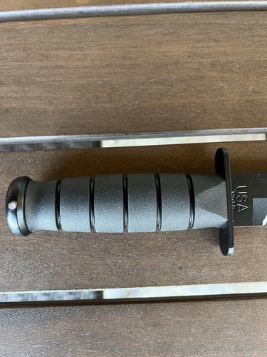 Ka-Bar 1245 Half Serrated Tanto With Sheath, Black With Kraton G Handle ...