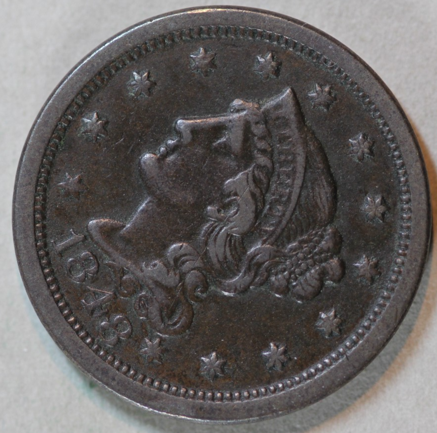 1848 Large Cent, N-14 variety, VF/XF, ex Early copper auctions 9/93 lot ...