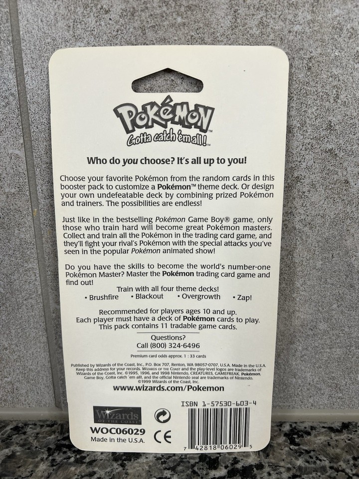 Pokemon Unlimited Base Set 1999 Blister Pack Blastoise Artwork Sealed ...