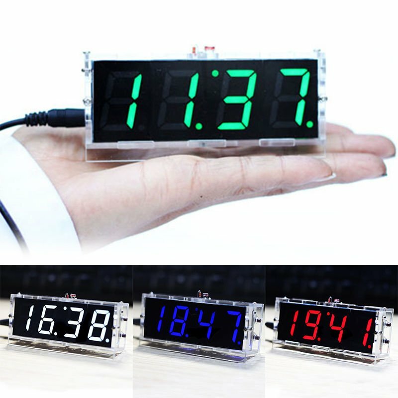 4-digit DIY Digital LED Clock Kit Light Control Temp Time Display ...