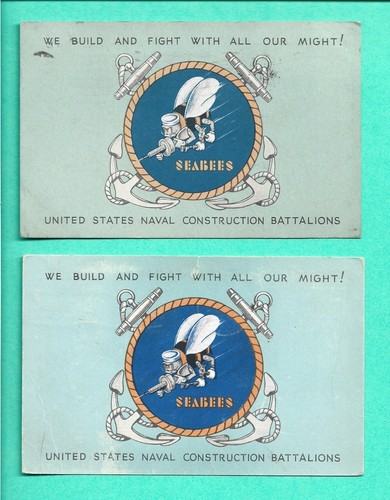 2 Seabees Free Frank Postcards Camp Allen Norfolk VA WW II Bonds 1942 ...