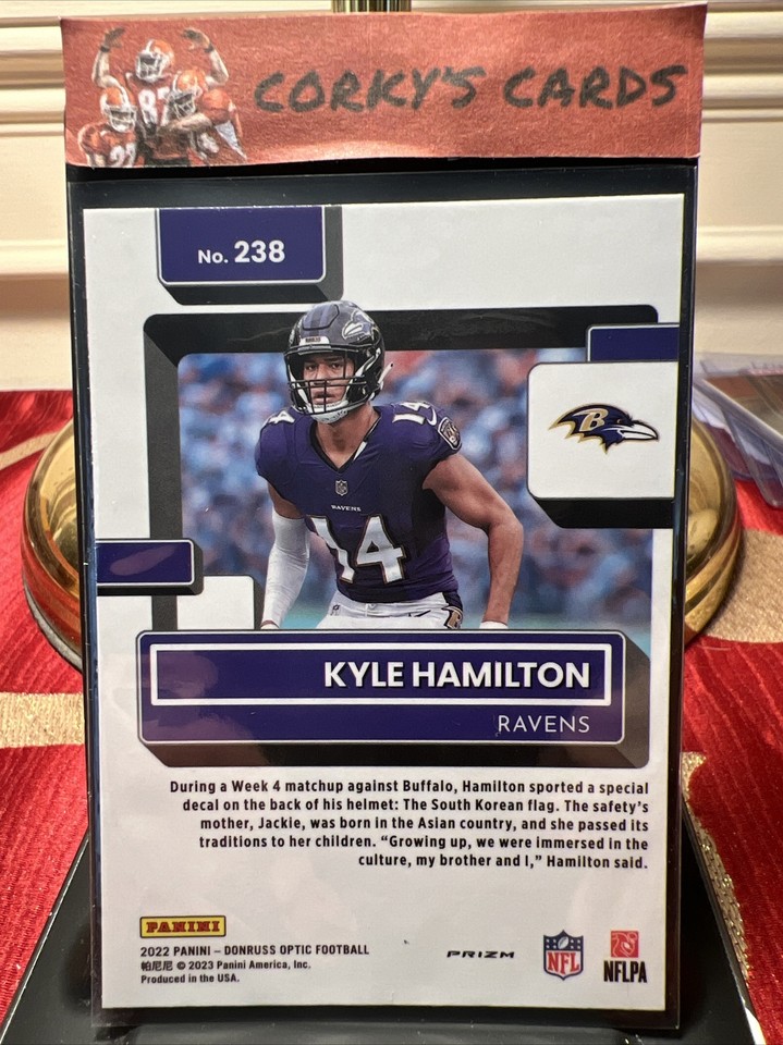 2022 Panini Donruss Optic #238 RC Kyle Hamilton Rookie Purple Shock ...