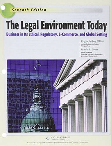 The Legal Environment Today (Miller Business Law Today Family) - GOOD ...