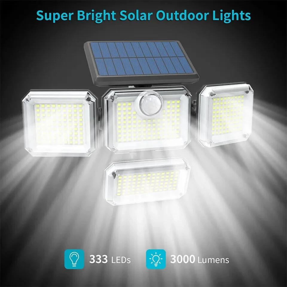 3000LM 333 LED Solar Lights Outdoor Waterproof Motion Sensor Security ...