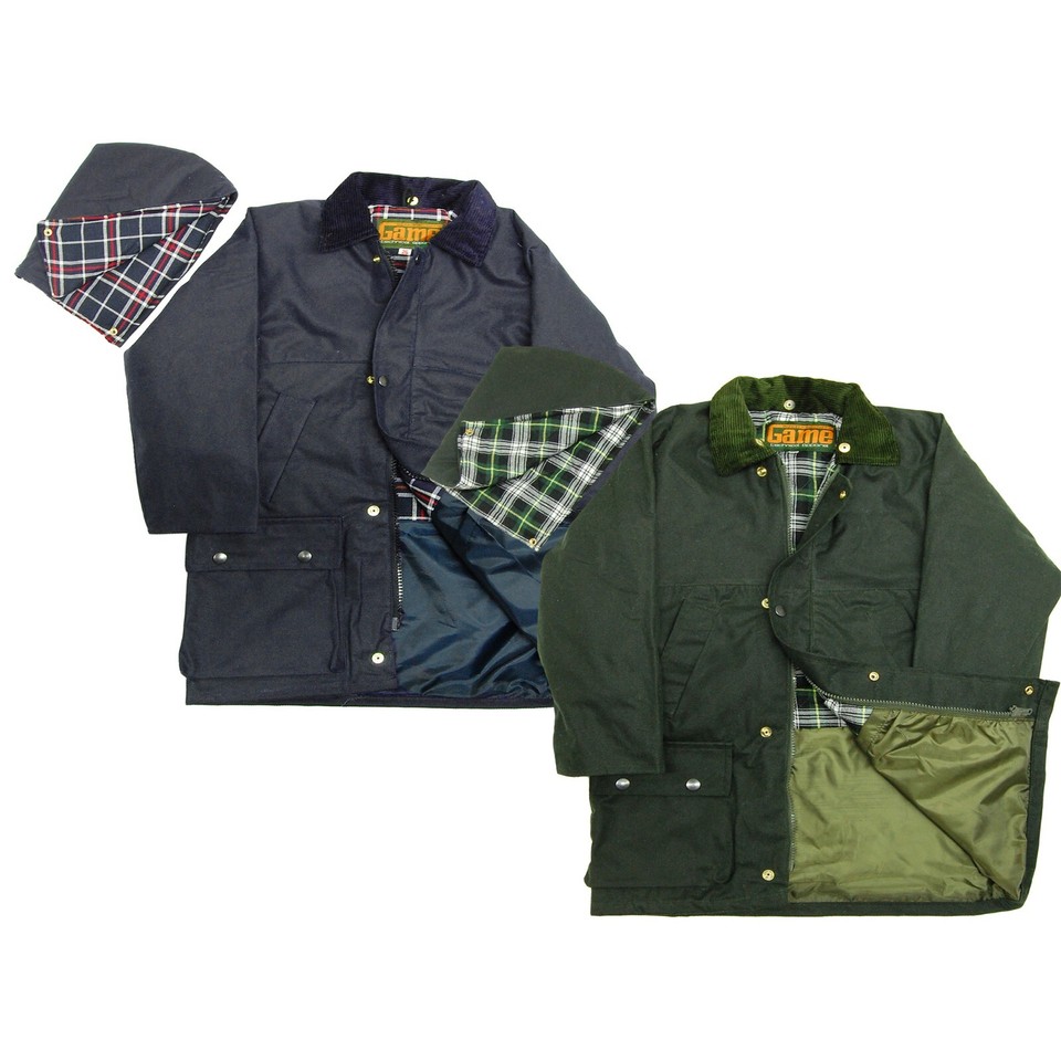 Game Kids Wax Jacket Outdoor Rain Coat Padded Windproof Country Wear ...