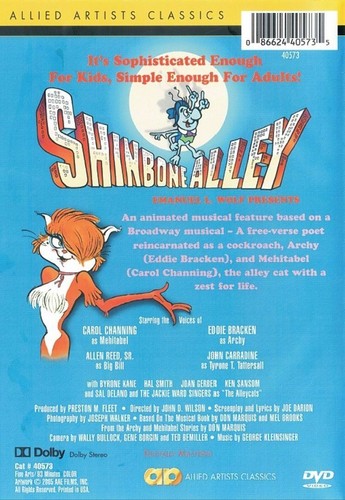 SHINBONE ALLEY- Animated - Carol Channing/Eddie Bracken/John Carradine ...