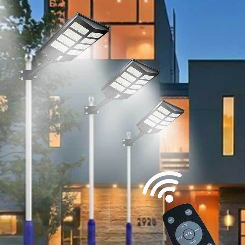 LED Street Light Solar Power with Pole Remote Control sensor Waterproof ...