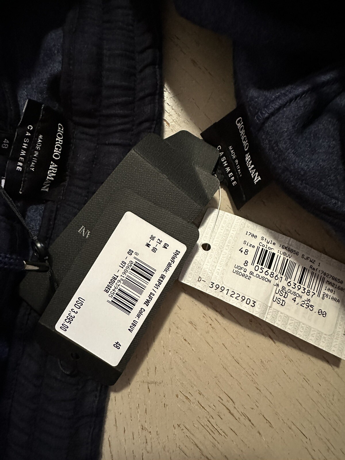 New $7690 Giorgio Armani Men Cashmere Track Suit Color Navy 38 US/48 Eu ...