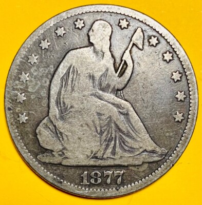1877-P (VG-Very Good) U.S. SEATED LIBERTY SILVER HALF DOLLAR 50c COIN ...