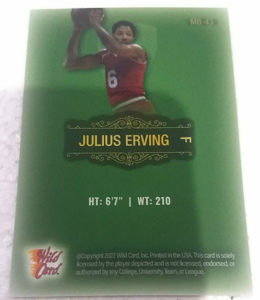 Julius Erving 2022-23 WILD CARD MATTE MB-43 Green Chase #130/200 76ers ...