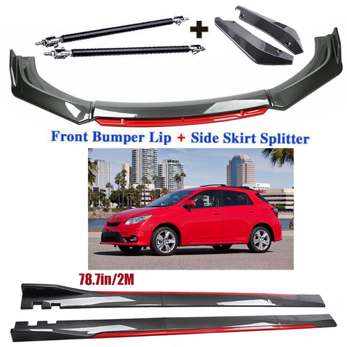 Carbon Fiber Front Bumper Lip Spoiler + Side Skirt Rear For Toyota ...