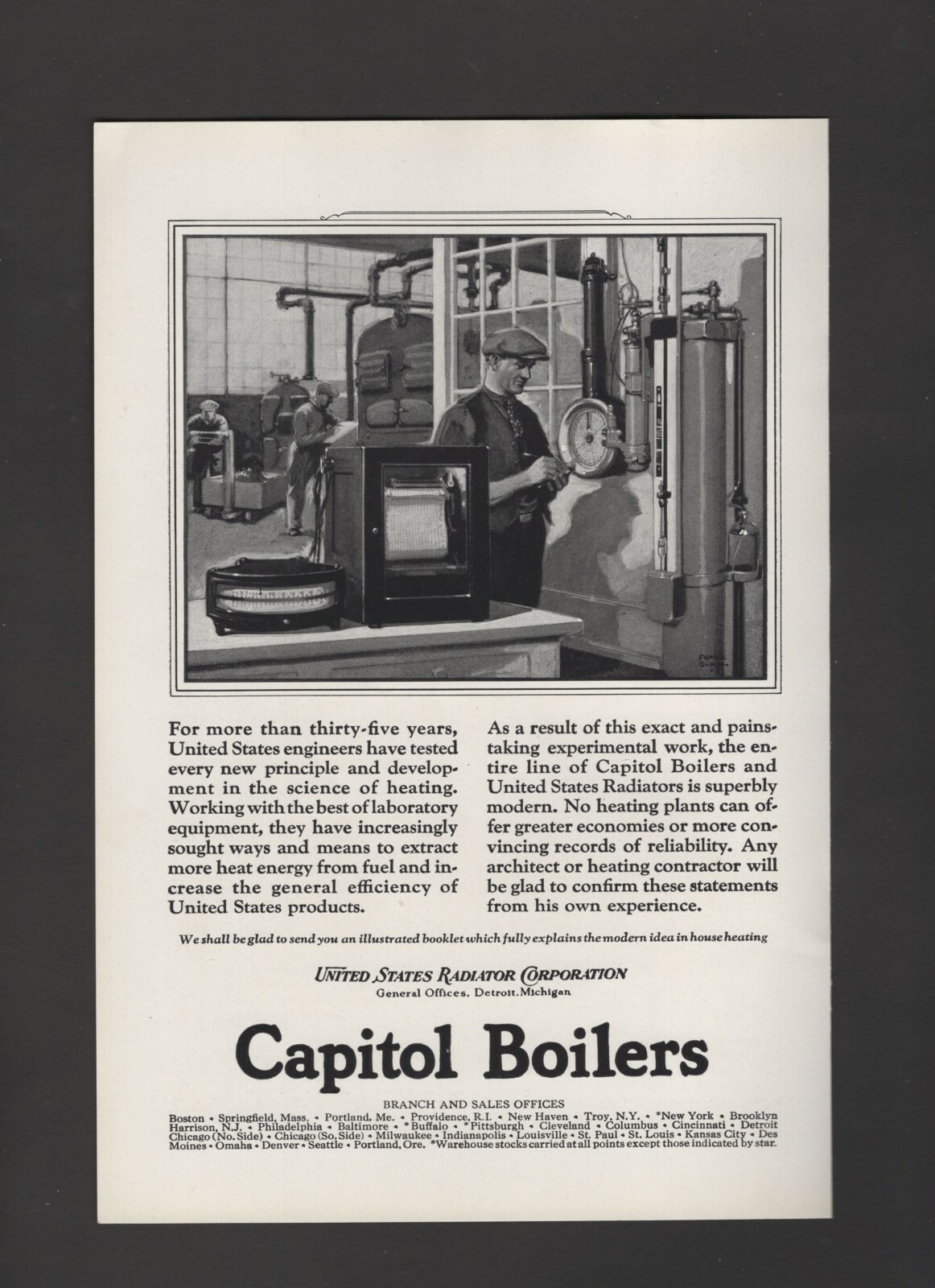 1925 Print Ad Capitol Boilers United States Radiator Corporation N25 | eBay