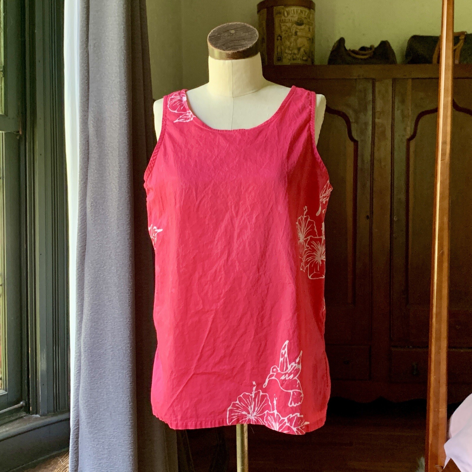 Vintage CARIBELLE BATIK Floral Tropical Cotton Tank S… - Gem
