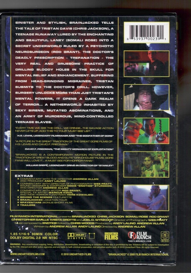Brainjacked (DVD) Unearthed Films Extreme Horror Rare OOP Hard to Find ...