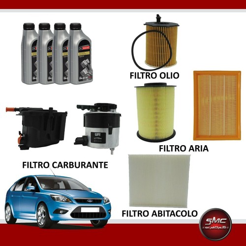 KIT TAGLIANDO FORD FOCUS II 1.6 TDCI DAL 2005 AL 2012 + 4LT OLIO FORD F ...