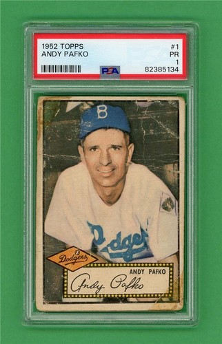 1952 Topps #1 Andy Pafko * PSA PR 1 * Brooklyn Dodgers vintage old ...