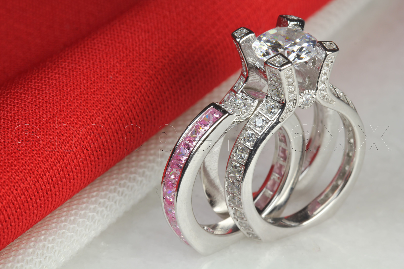 6.9CT Ladies Pink CZ Insert Engagement Ring Wedding Ring Set | eBay