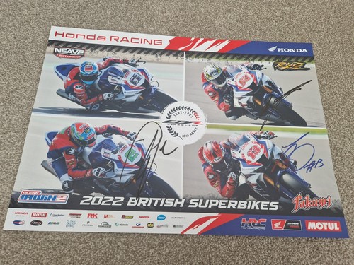 SIGNED 2022 BRITISH SUPERBIKES HONDA X3 RIDERS MOTO GP MOTORCYCLE 17X12 ...