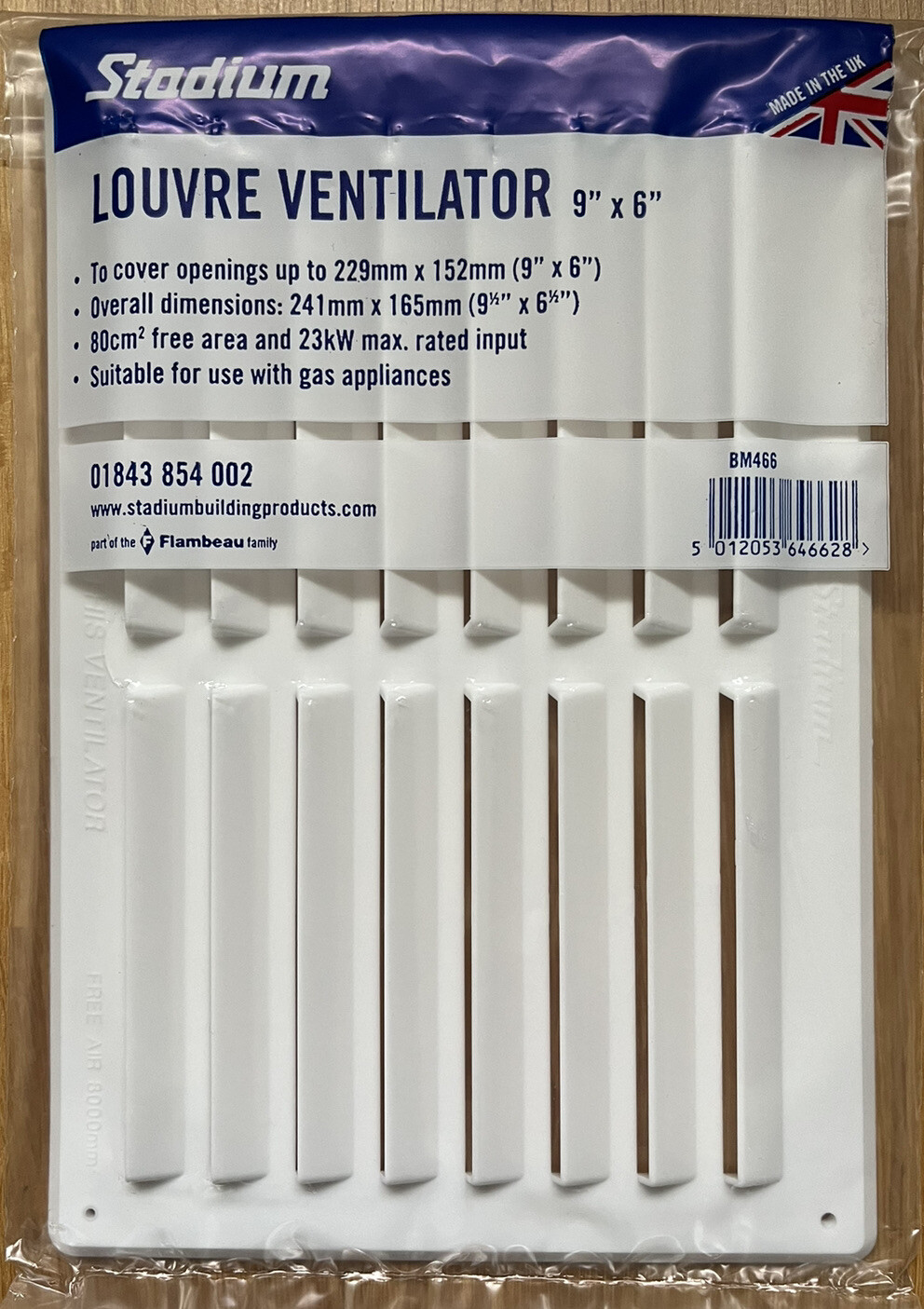 Stadium Bm466 Louvre Ventilator Air Vent White 241mm X 165mm Surface ...