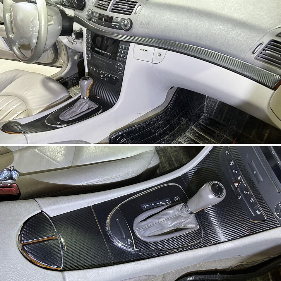 matt 3D Carbon Fiber Interior Trim Decal Sticker For Benz E Class W211 ...