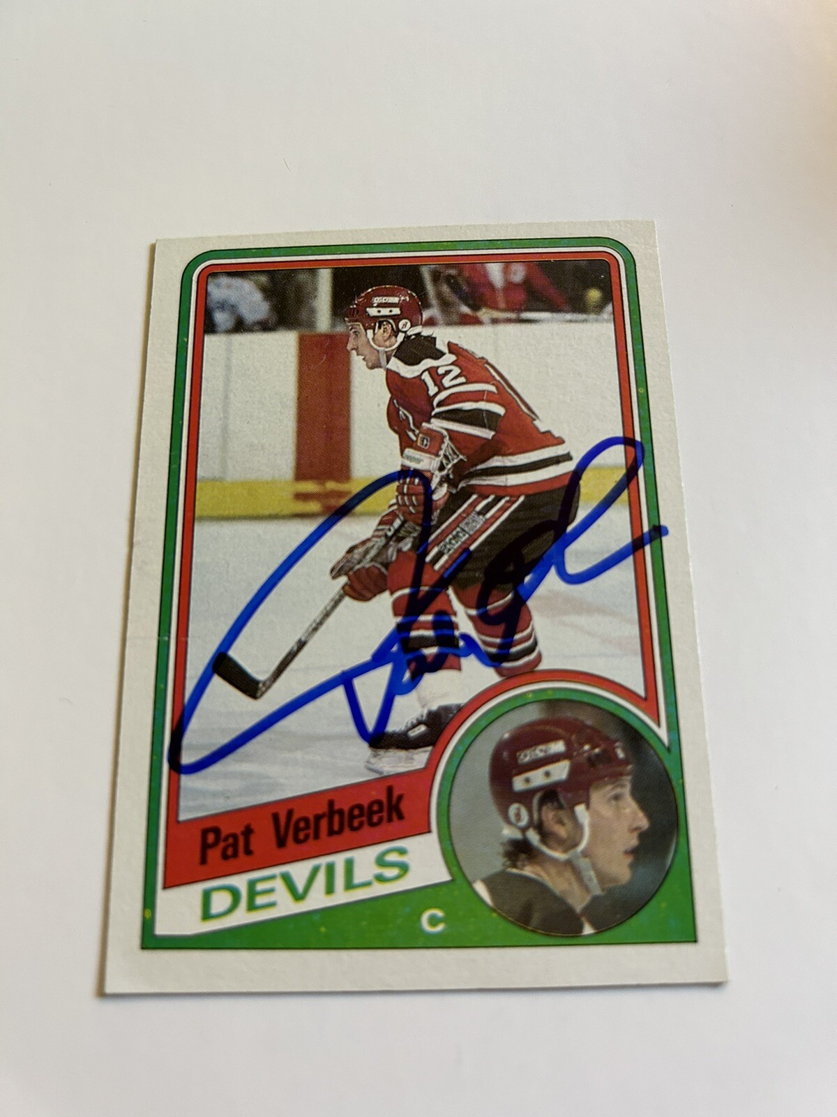 Pat Verbeek Signed 84/85 Topps New Jersey Devils Card # 90 Rookie Card ...