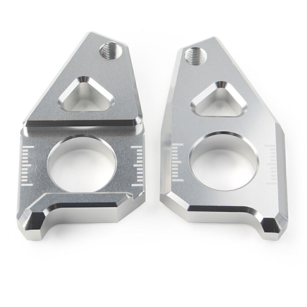 Silver Rear Axle Spindle Chain Adjuster Block For Yamaha YZF R1 FZ8 FZ1 ...
