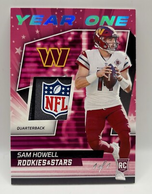 2022 Rookies And Stars Sam Howell Rookie RC NFL Shield Logo Patch TRUE ...