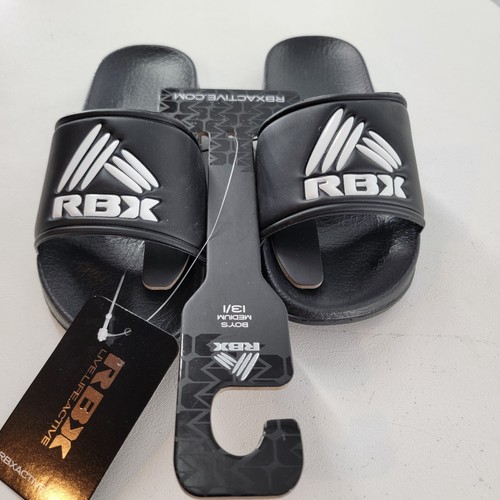 RBX Boys Size 13/1 Comfort Active Sandals Flip Flops-Black/White NEW ...