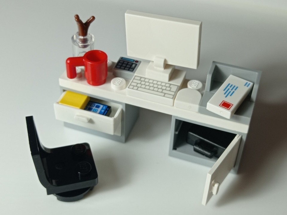 Lego Office Computer Desk and Accessories MOC 100% Genuine Lego Bricks ...