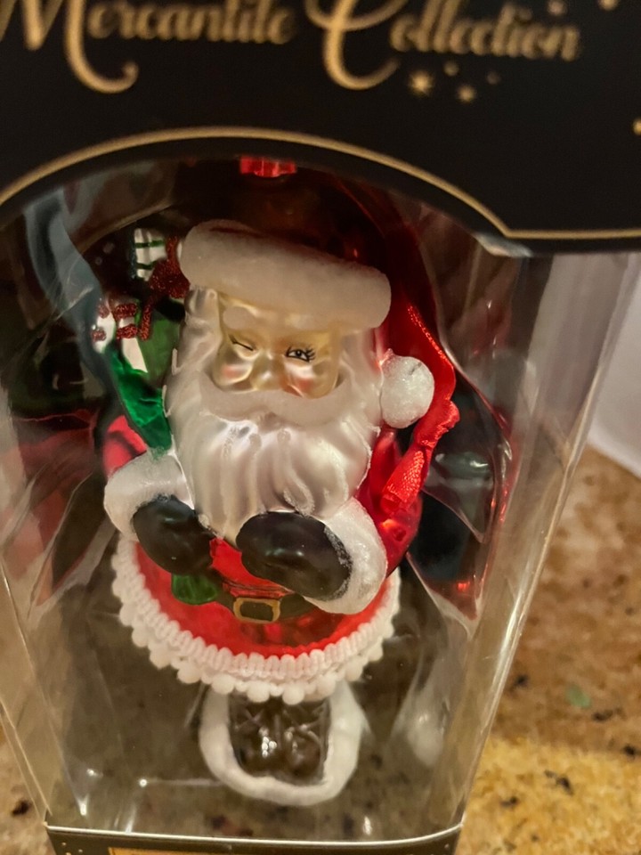 Demdaco /The Mercantile Collection /Blown Glass Ornament Santa ...