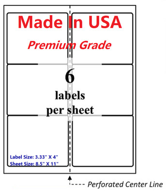 1200 Wing Office Premium Shipping Labels-3.33" X 4"-Self Adhesive-8 ...