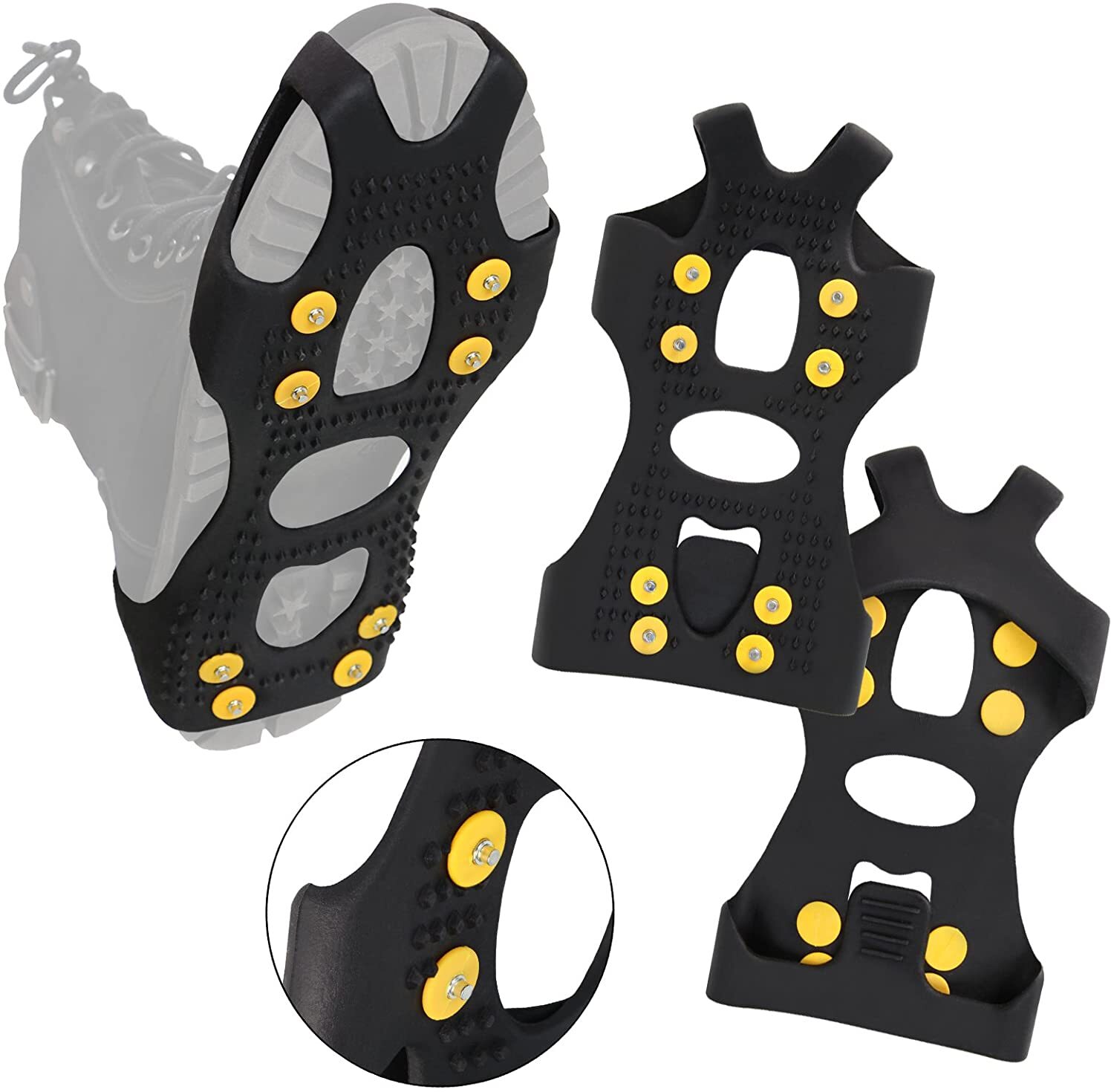 2 Pairs Snow Ice Anti Slip Grippers For Boots Shoes Grips Spikes Hiking ...