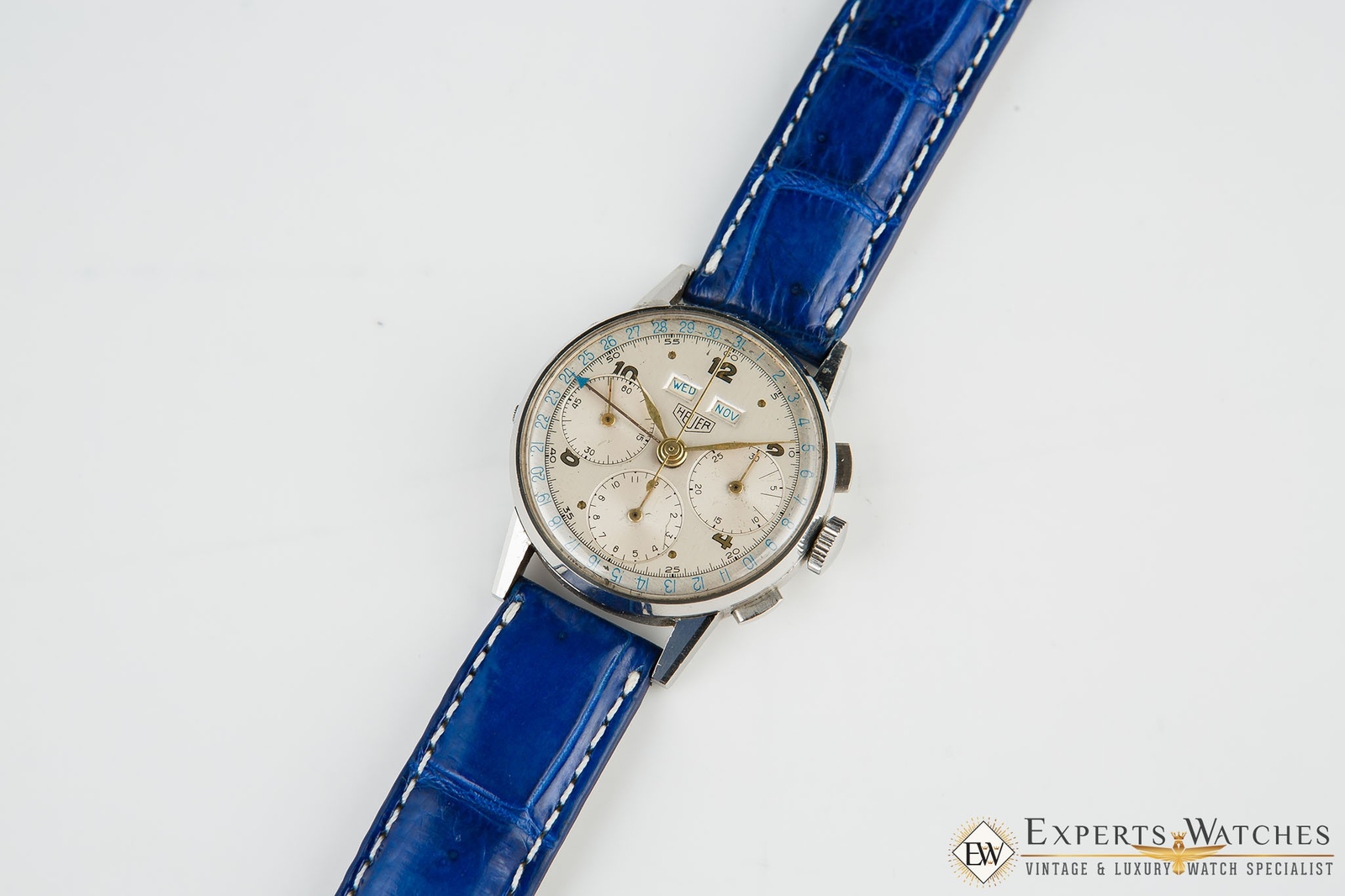 1940's Vintage Heuer 2543 Chronograph Valjoux 72C Triple Date Day Pre ...