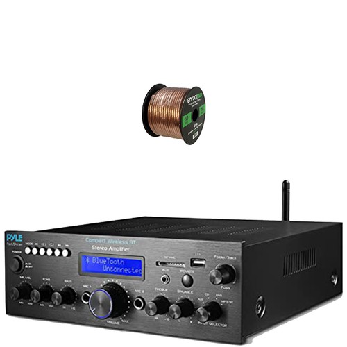 Pyle PDA612BU.5 MP3 Bluetooth Home Amplifier Receiver, 50 Feet Speaker Wire | eBay